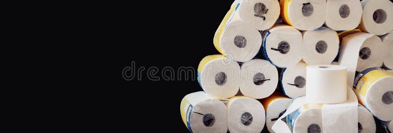 A Large Stack of White Paper Rolls Packages. Stock Image - Image of ...