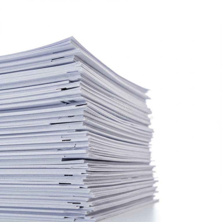 A Large Stack of White Paper Sheets is Piled High on a Flat Surface ...