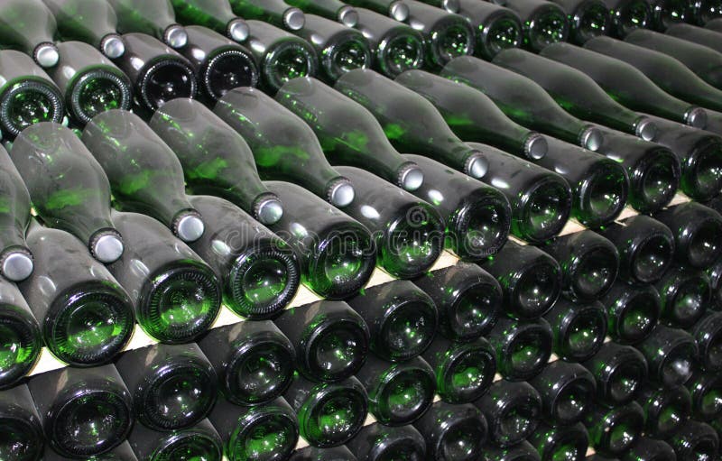 Stacked Up Wine Bottles in the Cellar Stock Photo - Image of barrel ...