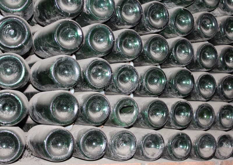 Stacked Up Wine Bottles in the Cellar Stock Photo - Image of barrel ...