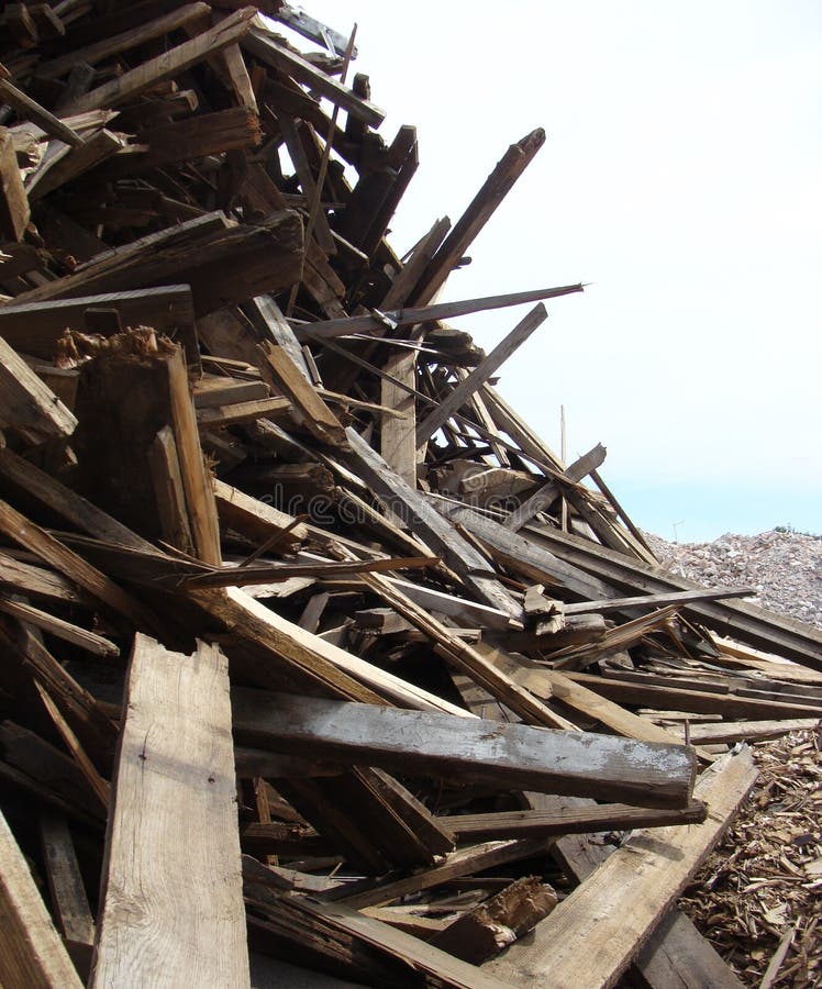 Large Stack of Wood on a Demolition Site Stock Image - Image of trash ...
