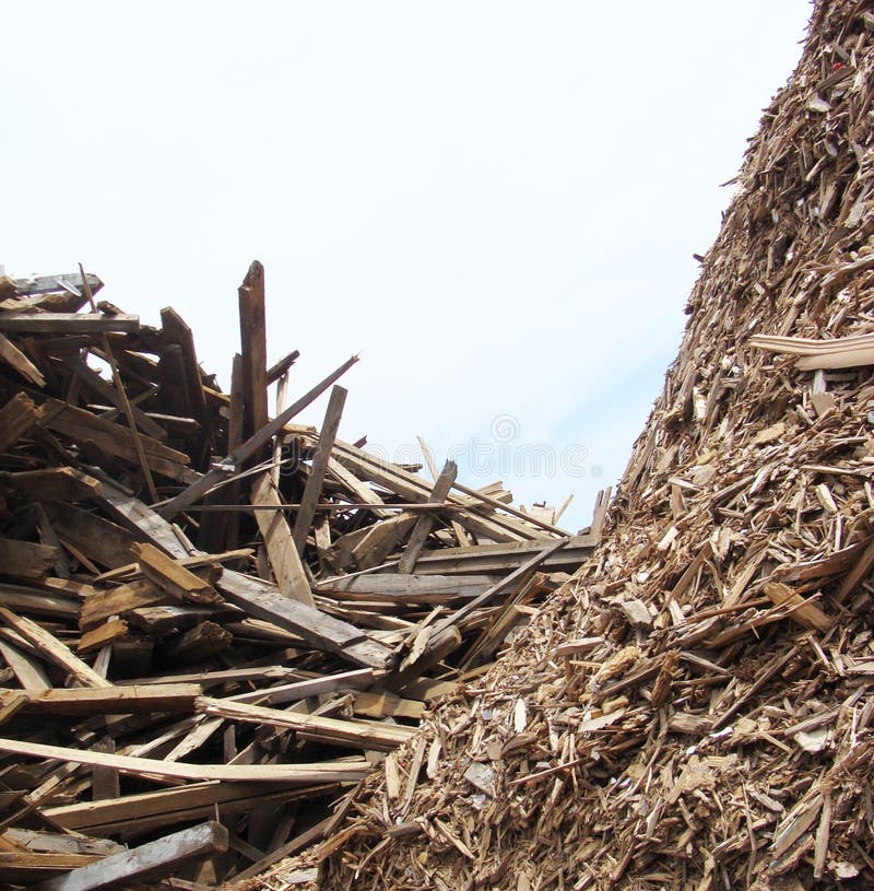 Large Stack of Wood Mountain on a Demolition Site Stock Image - Image ...