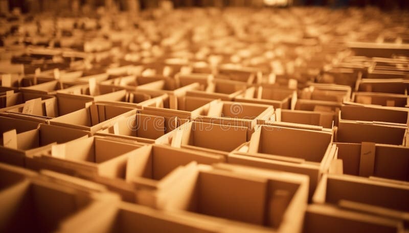 Large Stack of Wooden Boxes in a Warehouse, Geometric Shapes Generated ...