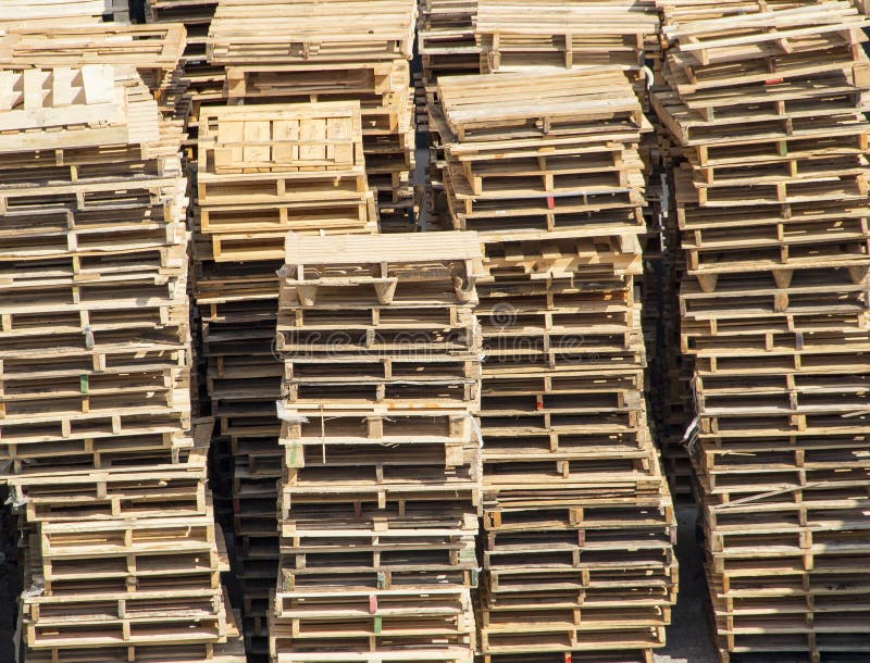 Large Stack of Wooden Pallets Stock Photo - Image of contrasts ...