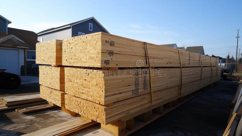 Large Stacks of Lumber Organized for Building Use Stock Image - Image ...