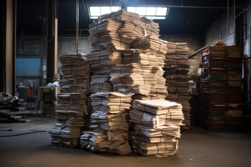 Large Stacks of Newspapers in a Warehouse Ready for Distribution Stock ...