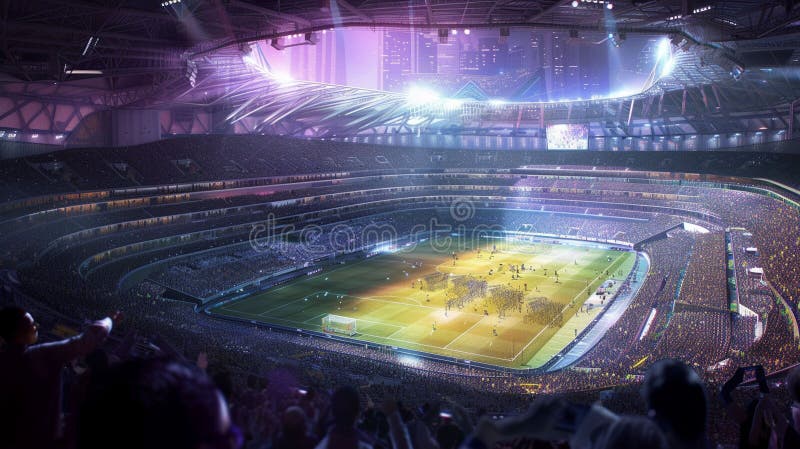 Large Stadium Filled with Crowds Stock Illustration - Illustration of ...