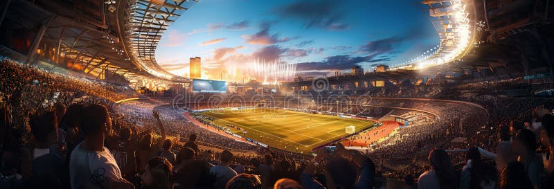 Large Stadium Filled with People. Banner with Copy Space Stock Photo ...