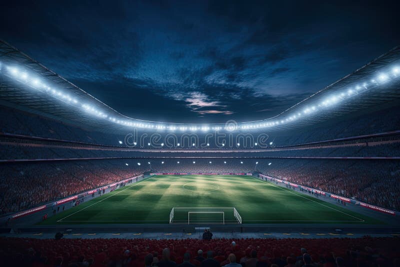 Large Stadium at the Night, Ai Generated Stock Illustration ...