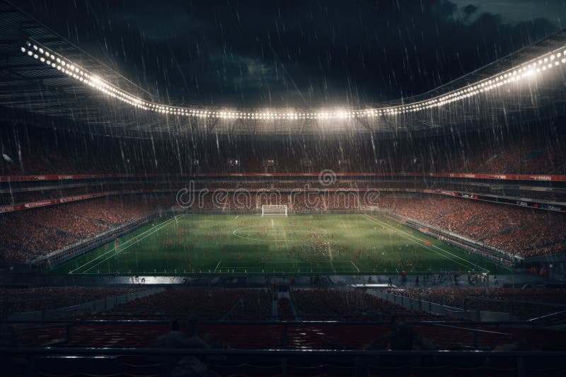 Large Stadium at the Night, Ai Generated Stock Illustration ...