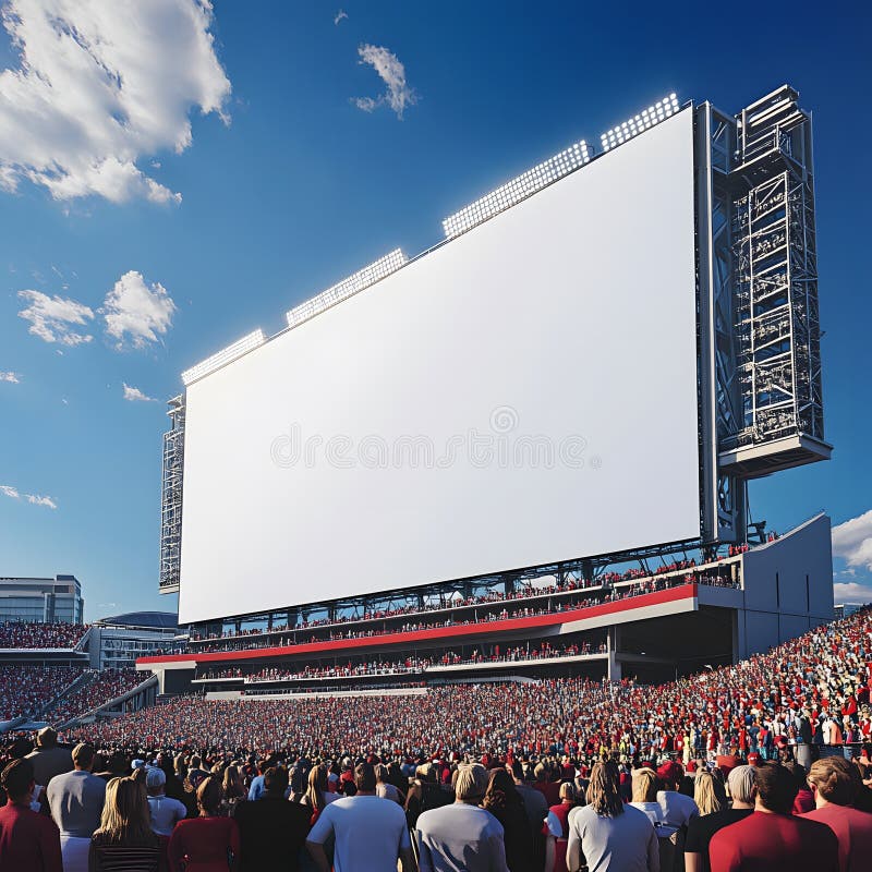 Large Stadium Screen, Crowd Watching at Outdoor Event Stock ...
