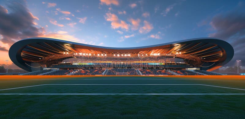 Large Stadium with Sky Background Stock Illustration - Illustration of ...