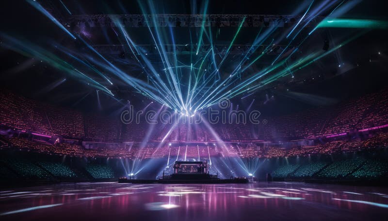 A Large Stadium with a Stage and Lights Stock Image - Image of music ...