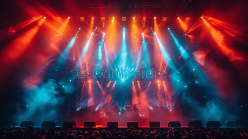 Brightly Lit Stage with Numerous Lights Stock Photo - Image of backdrop ...