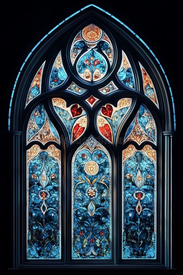 Decorative Stained Glass Window in Gothic Style Showcasing Intricate ...