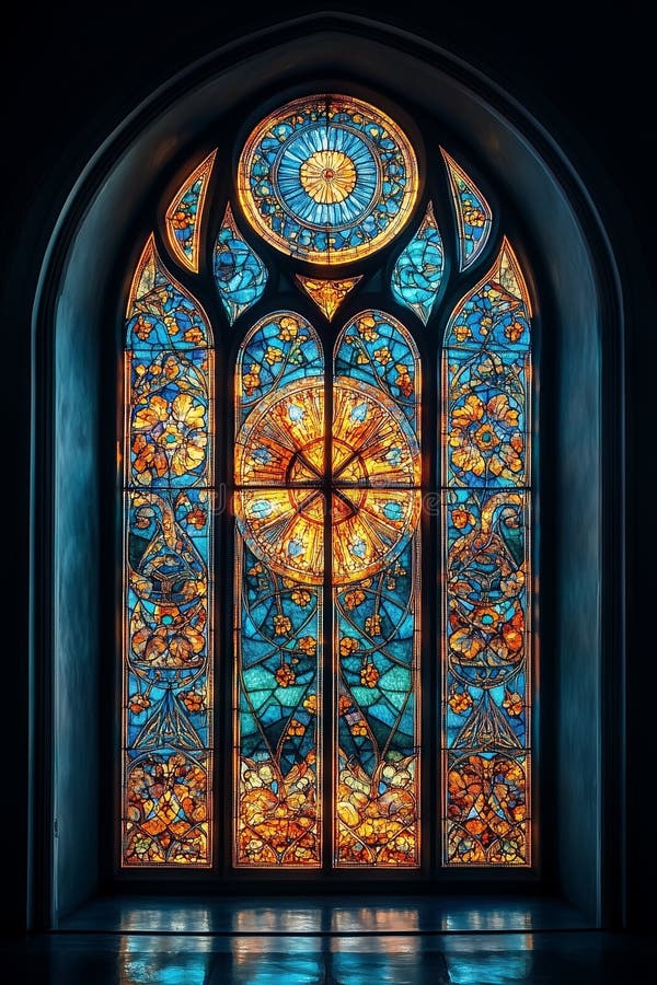 Decorative Stained Glass Window in Gothic Style Showcasing Intricate ...
