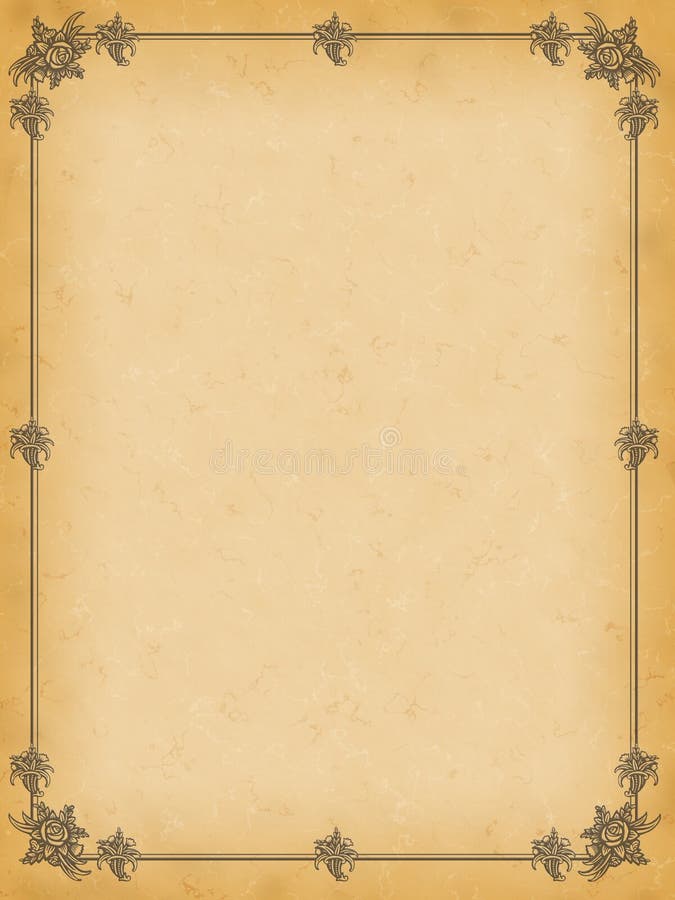 Large Stained Old Paper with Decorative Ornaments Stock Image - Image ...