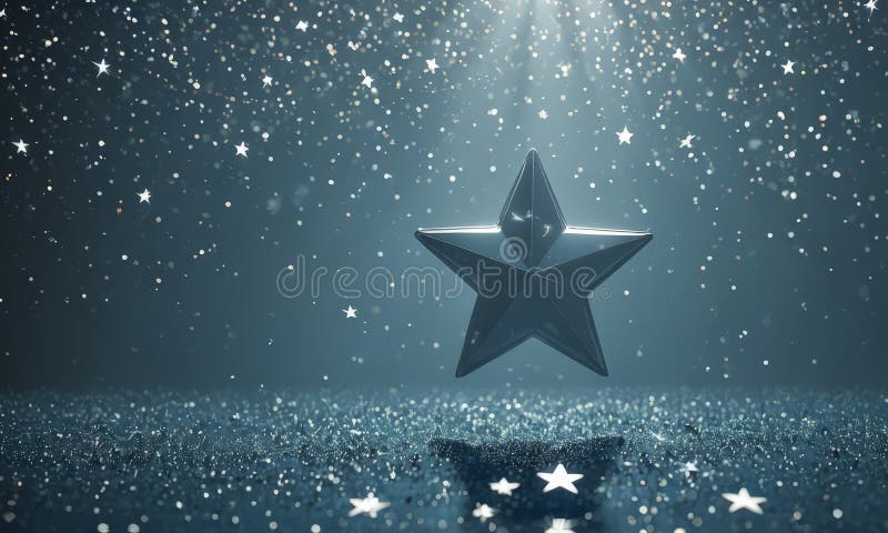 Large Star-shaped Object Floats in Dark Blue, Star-filled Sky, with ...