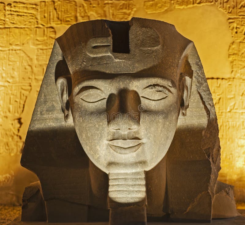 Statue of Pharaoh Head at an Ancient Egyptian Temple in Night Stock ... Statue of Pharaoh Head at an Ancient Egyptian Temple in Night Stock ...
