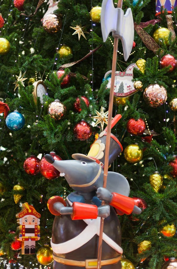 Large Statue of a Mouse in Front of a New Year Tree from the Cartoon ...