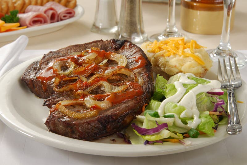Large steak dinner stock photo. Image of potato, table - 12261458
