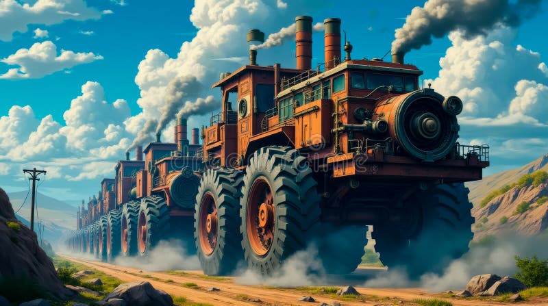 A Large Steam Engine with Smoke Coming Out of it Stock Illustration ...