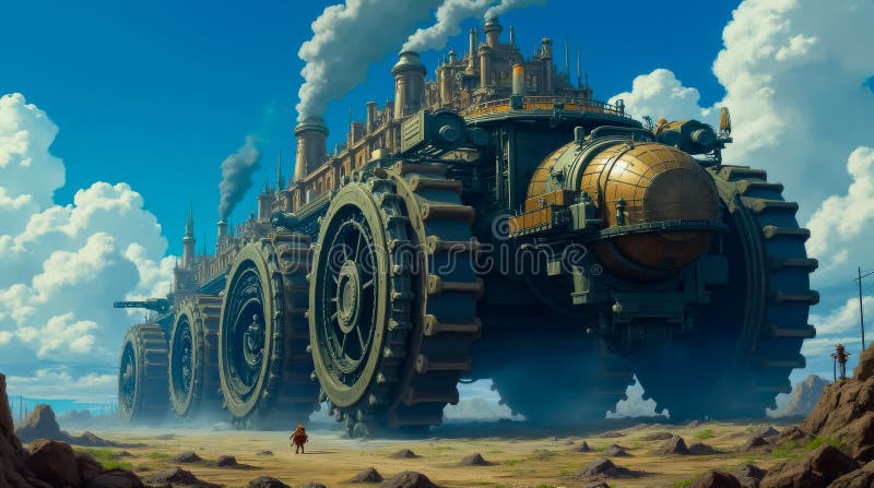 A Large Steam Engine with Smoke Coming Out of it Stock Illustration ...