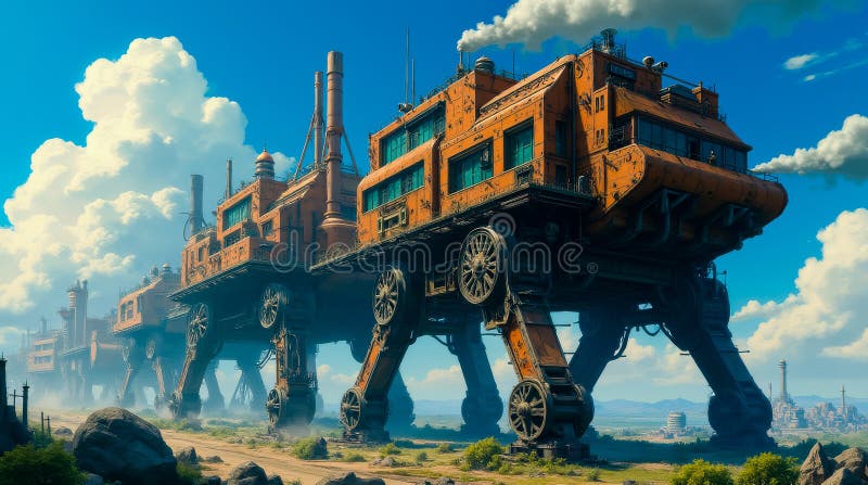 A Large Steam Engine with Smoke Coming Out of it Stock Illustration ...