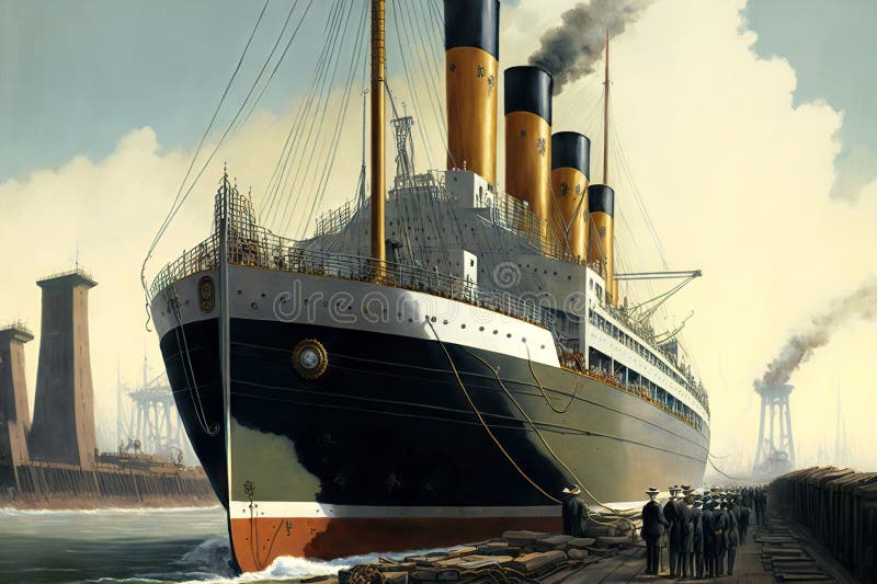 Large Steamer Standing in Harbor at Berth Under Loading in Cargo Port ...