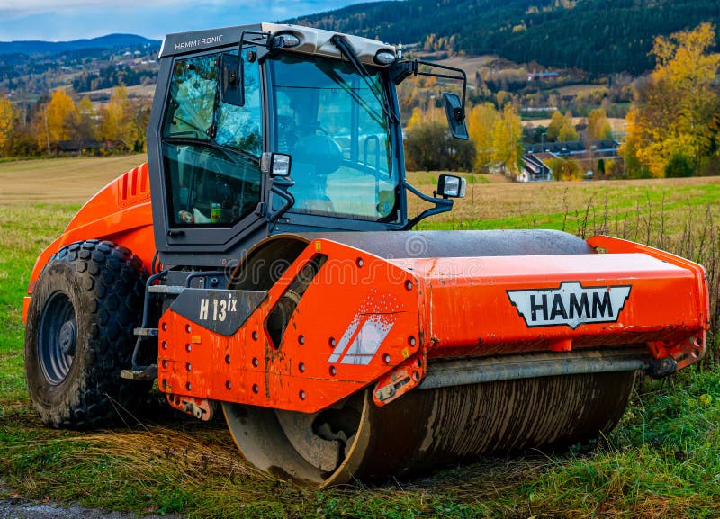 Large Steamroller for Compacting Roads Editorial Photo - Image of ...