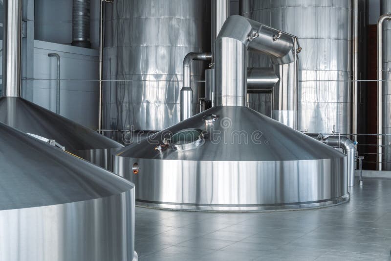 Large Steel Barrel for Beer Fermentation Brewing Stock Photo - Image of ...