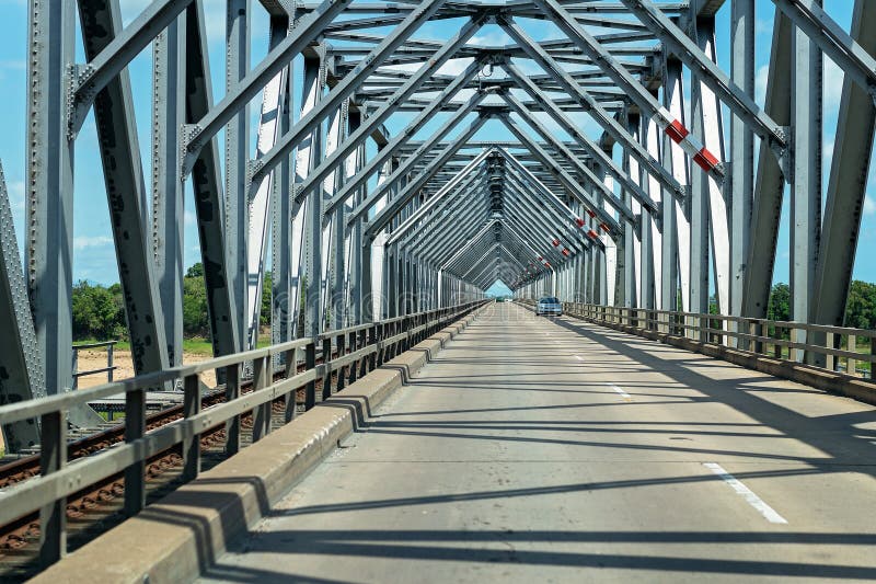 Large Steel Bridge Structure Over a Road Stock Image - Image of angles ...