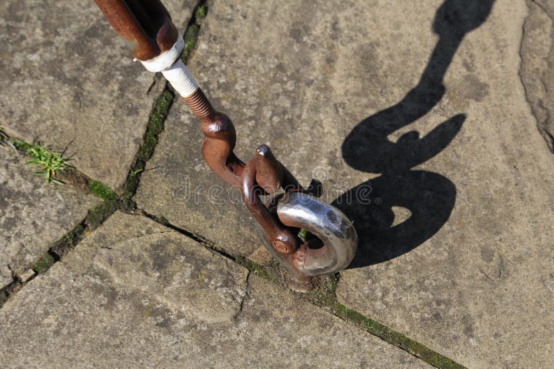 Large Steel Hook Attaching a Steel Cable To an Iron Ring Set Int Stock ...