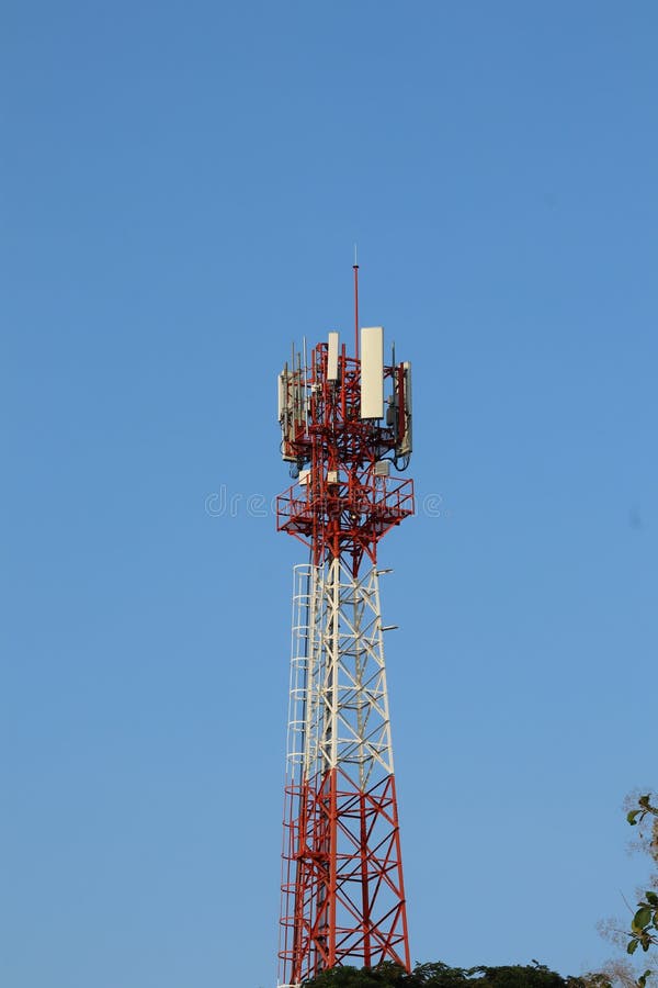 Large Steel Mast Mounted Telecommunication 4G or 5g System Stock Photo ...