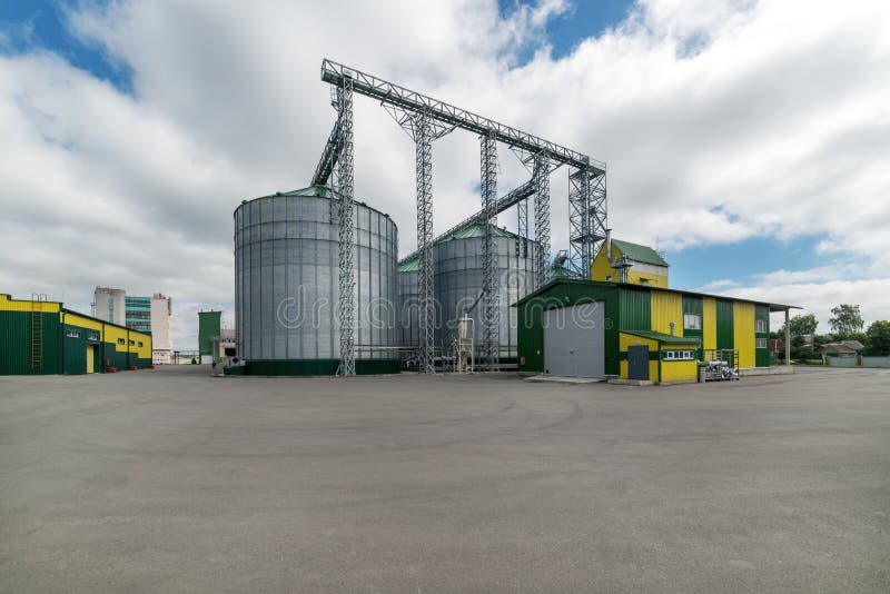 Large Steel Silos, Storage of Grain. Stock Photo - Image of elevator ...