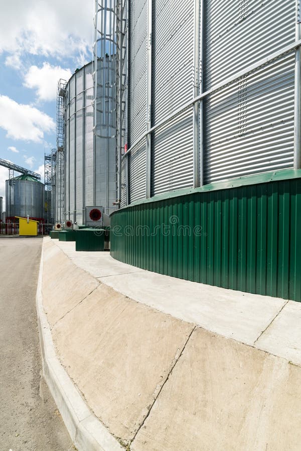 Silos for Storage of Grain, Silo Roof Close-up. Warehouse of Wheat and ...