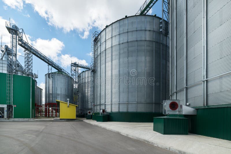 Large Steel Silos, Storage of Grain. Stock Image - Image of ...