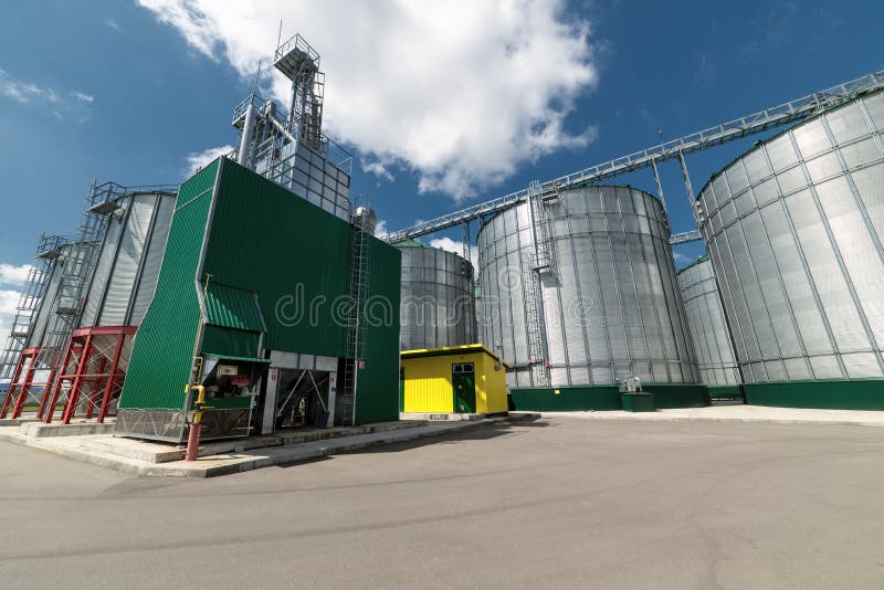 Large Steel Silos, Storage of Grain. Stock Photo - Image of elevator ...