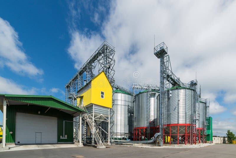 Large Steel Silos, Storage of Grain. Stock Photo - Image of cereal ...