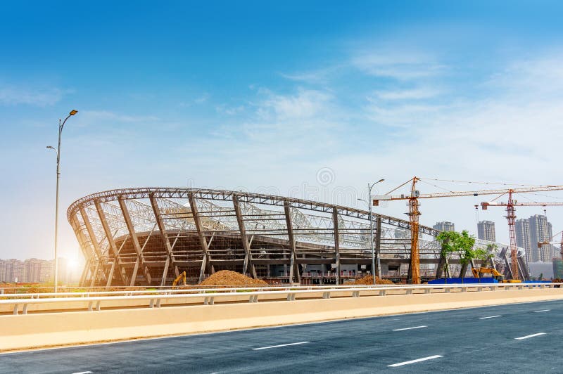 Large Steel Structure Construction Site Stock Image - Image of progress ...