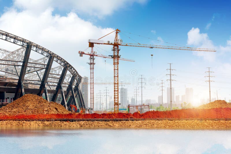 Large Steel Structure Construction Site Stock Photo - Image of ...
