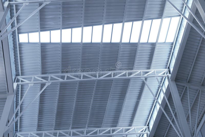Large Steel Structure Truss, Roof Frame and Metal Sheet in Building ...