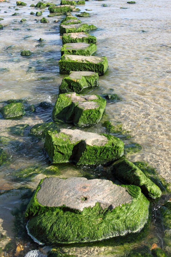 Large Stepping Stones Across a Stream. Stock Image - Image of granite ...