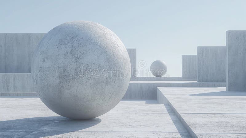 A Large Stone Ball is Sitting on a Concrete Floor, AI Stock Photo ...