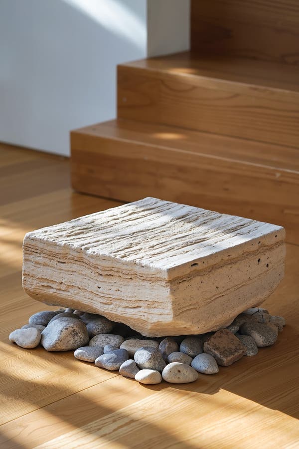 A Large Stone Block Sitting on Top of a Wooden Floor Stock Image ...