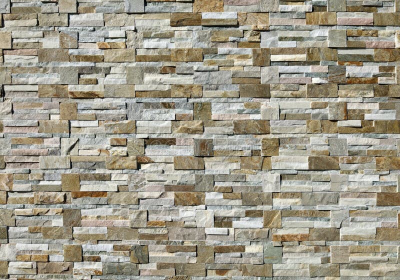 Large Stone Coating Wall Made of Bricks and Cubes of Multicolor Rocks ...