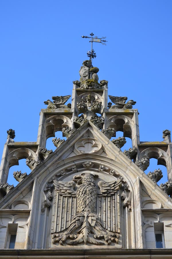 A Large Stone Eagle on the Roof Tile Stock Photo - Image of cafe ...