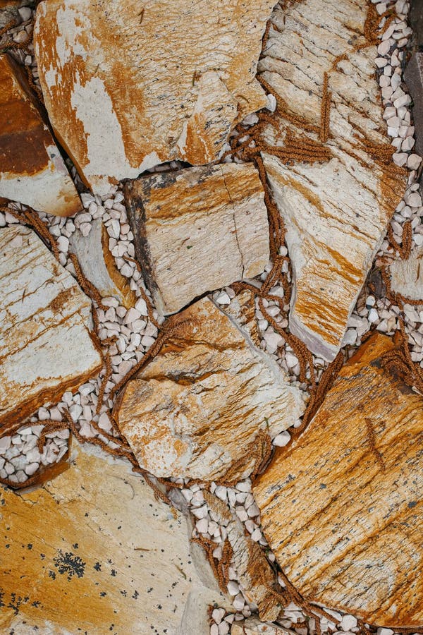 A Large Stone on the Foundation. Stone Landscape Design Stock Image ...