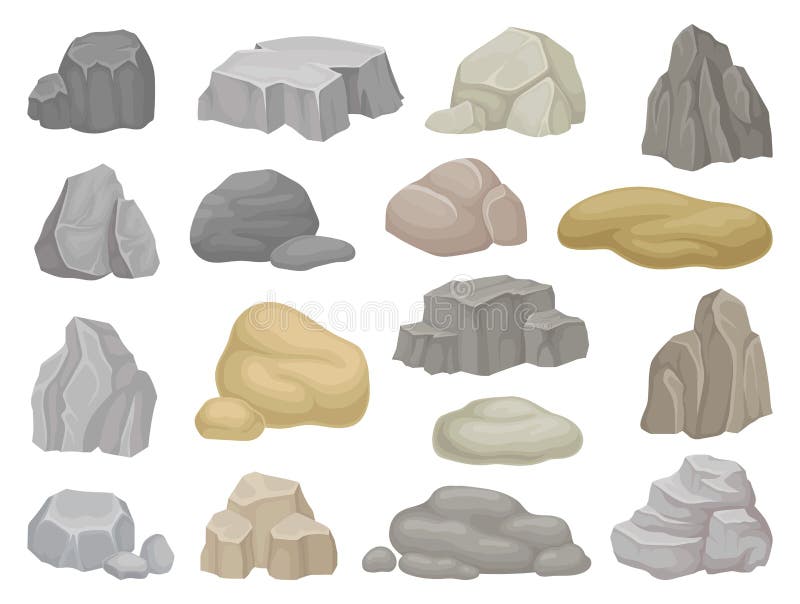 Large Stone and Grey Boulder with Rough Edges Big Vector Set Stock ...