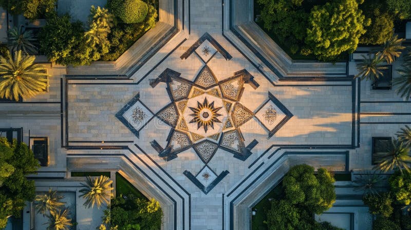 A Large Stone Mosaic with a Star Design Stock Illustration ...